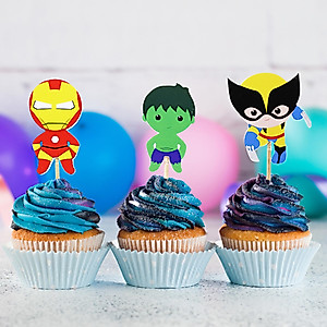 Confetti 24pc Cartoon Superhero Cupcake Topper for Kids Birthday Party Cake Decoration Supplies Super Heroes Cupcake Toppers Cupcake Toppers/Super Heroes Party Supplies/Superheroes Inspired