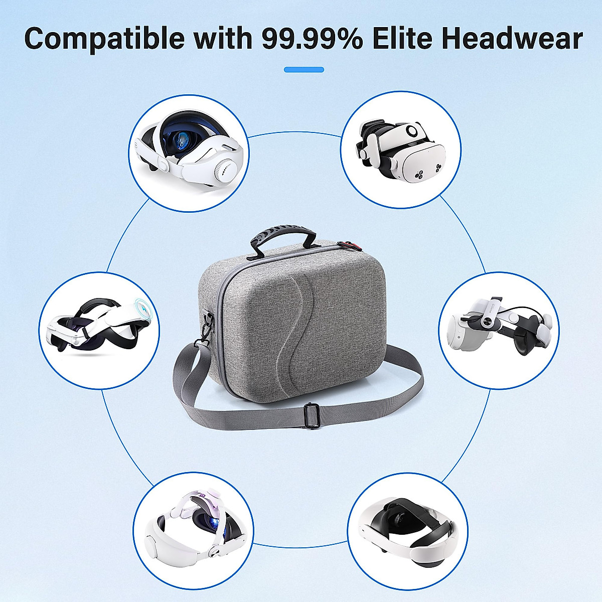 Large Carrying Case for Meta Quest 3S/3, Hard Travel Case Compatible with BOBOVR S3 Pro/KIWI Design Battery Head Strap, Quest Controller and Accessory, Portable Hard Shell Travel Bag, Grey