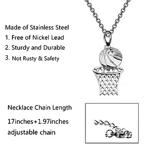 BNQL Basketball Lovers Gifts Necklace Basketball Hoop Sports Pendant Necklace Sports Jewelry Gifts for Men Boy Women