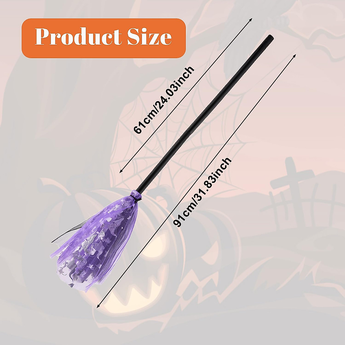 Reicyfang 2pcs Halloween Witch Broom, Realistic Witches Broom Costume Prop, Plastic Witch Broomstick Cosplay Broom Props, Halloween Costume Haunted House Decoration, Witch Flying Broomstick