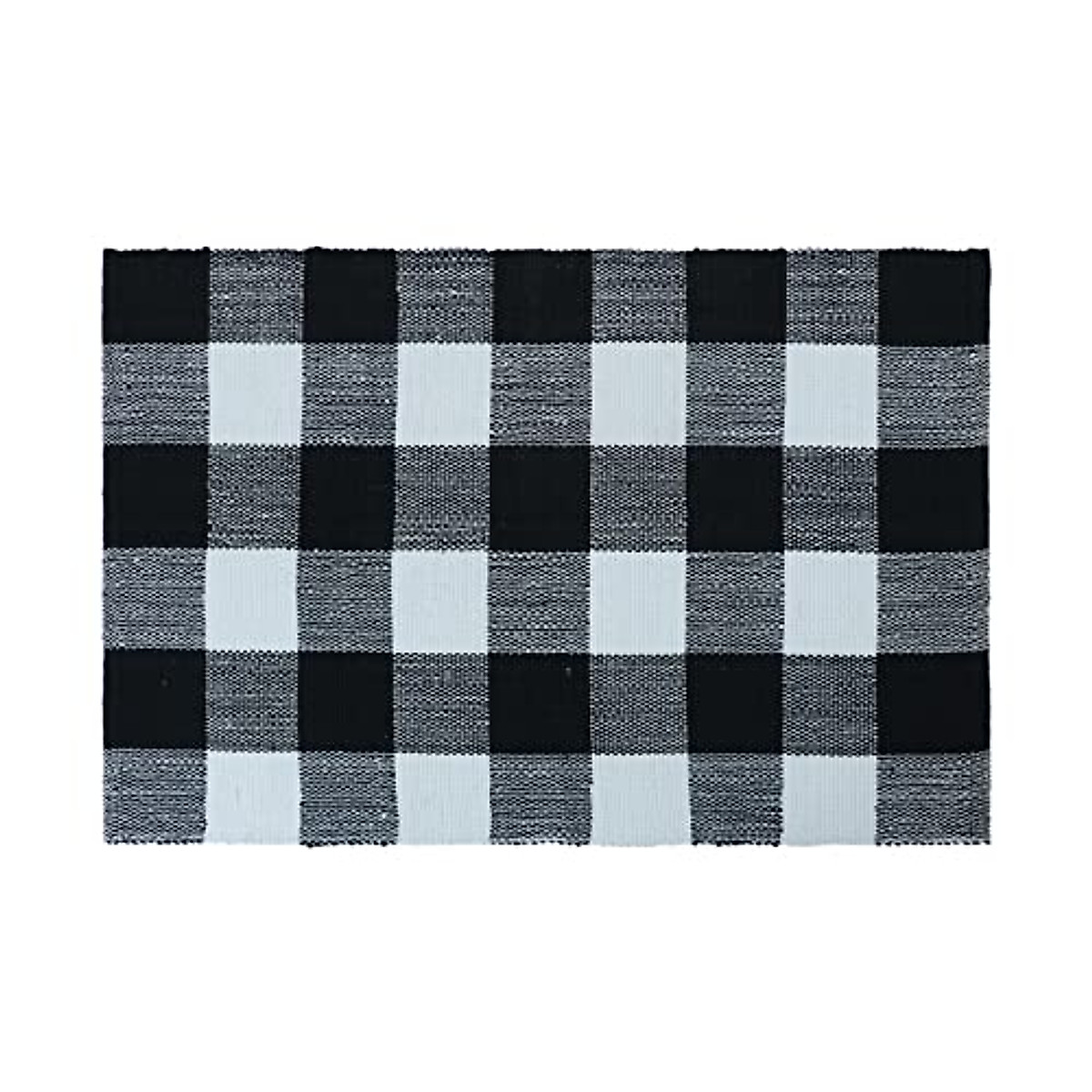 SISOSU Woven Buffalo Plaid Area Rug - Carpets for Living Room, Bedroom, Dining Room, Home Décor - Luxurious Handcrafted Traditional Rug - PET-Yarn - Modern Rugs- 2’ x 3’- Black & White