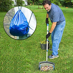 Zozen Nut Gatherer, Walnut Picker Upper Roller, Pinecone Picker Upper - Side Opening Dump | Apply to Walnut, Pecan, Hickory, Chestnuts, Buckeyes, Golf, Crab Apple Objects Size 1'' to 2.5''; 1.5 Gallon
