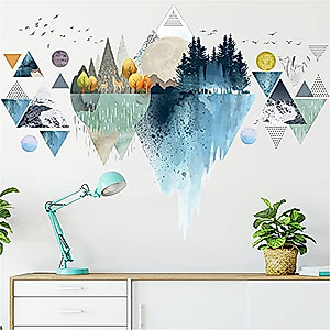 WAFT YEARN Mountain Wall Decals Peel and Stick Arch Wall Stickers Geometric Wall Stickers & Murals Tree Wall Decals for Living Room Bedroom Bathroom Door Restroom Roommates Vinyl Wall Art Sticker
