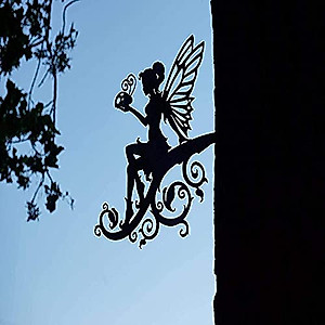 Outdoor Decor Metal Art Fairy Silhouette Sculpture Garden Lawn Backyard Tree Ornaments