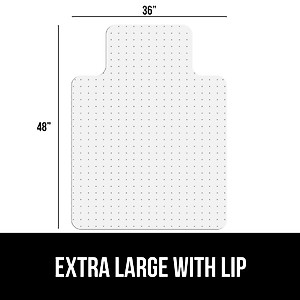 Gorilla Grip Office Chair Mat for Carpet Floor, Slip Resistant Heavy Duty Under Desk Protector Carpeted Floors, No Divot Plastic Rolling Computer Mats, Smooth Glide Semi Transparent Design 48x36 Clear