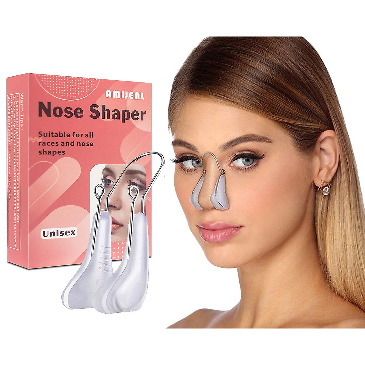 AMIJEAL Nose Shaper Clip Nose Up Lifting Clip Pain-Free Soft Silicone Nose Slimmer Device Nose Bridge Straightener Corrector Beauty Tool(Unisex)