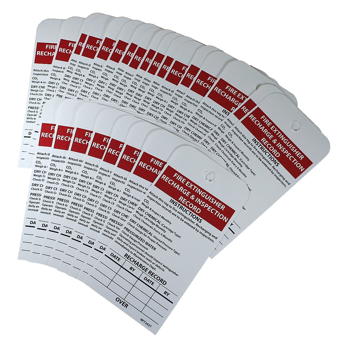 NMC RPT26ST Fire Extinguisher Recharge & Inspection Record Tag, Paper Polytag, Made in the USA,White