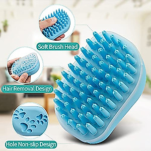 2Pack Dog Bath Brush, Soft Silicone Pet Shampoo Massage Dispenser Grooming Shower Brush for Short Long Haired Dogs and Cats Washing, ISWAYSTORE