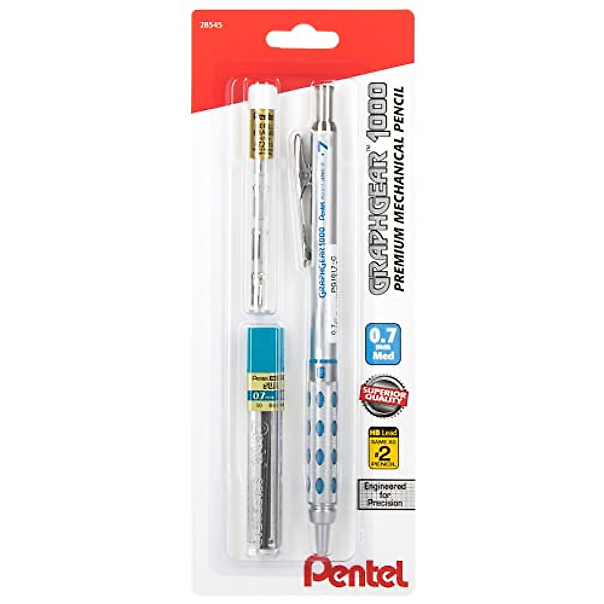 Pentel Graph Gear Mechanical Pencil 1000 - Automatic Drafting Pencil - 0.7mm Lead Size - Blue Barrel - Includes Lead Refills & Eraser