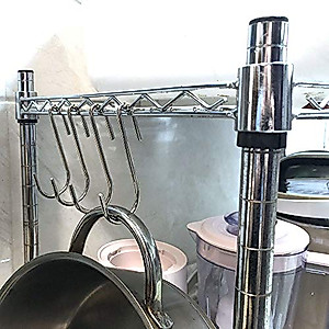 LQJ Pro Large S Hooks Anti-Rust Hang Iron Cast Pots and Pans from Wire Rack Shelf Narrow End Don't Come Off 7 Pack 3.7" Length Solid Metal Hang Tools Kitchenware Belt Handbag in Closet Pantry Garden