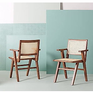 SAFAVIEH Couture Home Collection Hattie Walnut/Natural French Cane Living Room Dining Arm Chair (Set of 2) SFV4115D-SET2