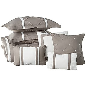 Vermont Grey Queen 8 Piece Comforter Bed in A Bag Set
