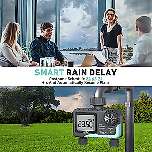 RAINPOINT Sprinkler Timer 2 Outlet, Water Timer for Garden Hose, Programmable Drip Irrigation Timer for Yard Outdoor Watering, Rain Delay/Manual/Automatic System Controller 2.5" LCD, V2, 2023 Release