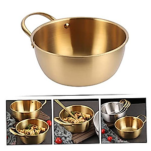 Tofficu 1pc Stainless Steel Instant Noodle Bowl Hot Pot Korean Noodle Pot Japanese Pot Noodles Pan with Lid Hot Pot Cooker Mini Cooking Utensils Kitchen Gadget Useful Soup Pot