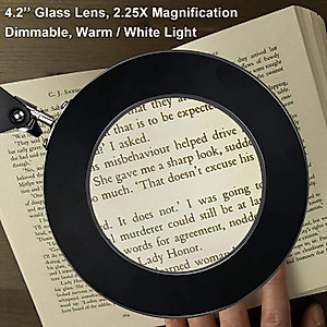 Psiven Magnifying Glass Floor Lamp, Dimmable LED Magnifying Lamp with Clamp - 12W, 3 Lighting Modes, 5 Diopter, Height Adjustable - Super Bright Floor Lamp with Magnifier for Reading, Craft, Task