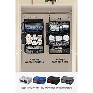 ELEZAY Hanging Packing Cubes Portable Closet 3-Shelf Travel Collapsible Compression Garment Organizer for Carry-on Luggage Suitcase Space Saver Bag X-Large_No Side Pockets, Black