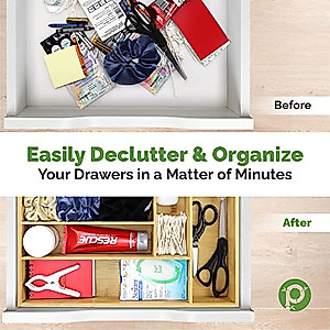 Pristine Bamboo silverware tray organizer– Flatware Utensil Cutlery Silverware Holder for Drawer – Small Extra-Deep Wooden Kitchen Drawer Organizer Divider for Spoons Forks Knives cutleries (6-Slots)