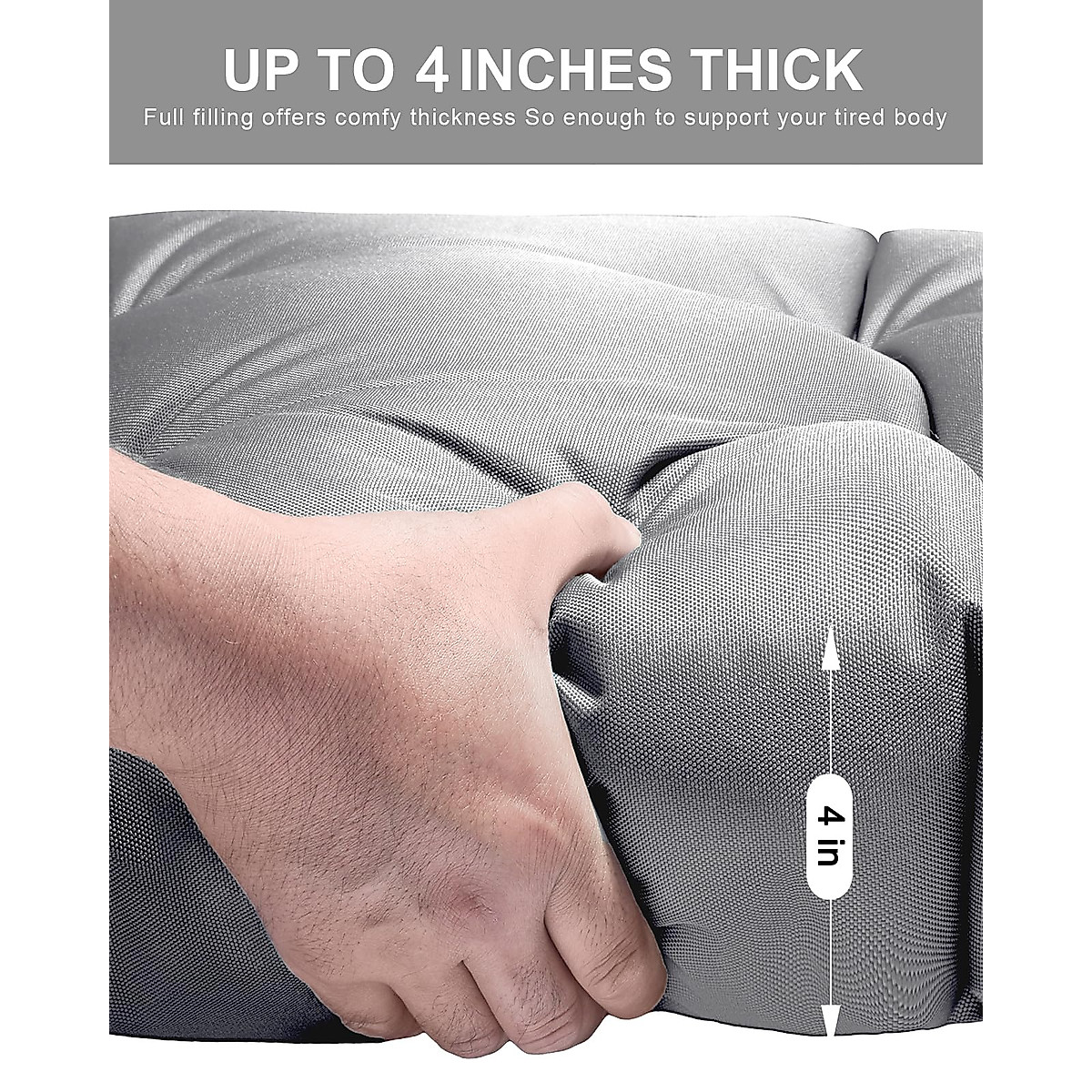 LCYY.JJ Outdoor Swing Cushions,Thicken 4'' Outdoor Bench Cushion 2-3 Seater with Backrest,Outdoor Porch Swing Cushions Placement with Ties, for Garden Recliner Seat Furniture Patio/light gray