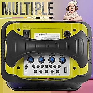 Pyle Portable Bluetooth Karaoke Speaker System - Audio Recording Function, 32 GB USB/SD Card Support, Built-in Rechargeable Battery, Flashing DJ Light w/ Music Streaming & Handheld Mic PWMA275BT