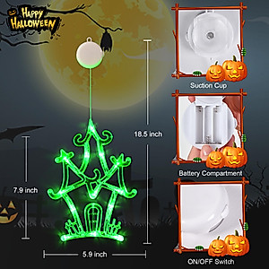 LOLStar Halloween Lights,3 Pack Ghost Tree, Haunted House, Candle Window Lights with Suction Cup, Upgrade Timer and Slowly Fade Functions Battery Operated Indoor Lights for Halloween Window Decoration