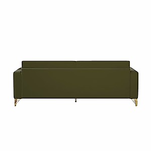 LostCat 85'' Velvet Sofa, Chesterfield Velvet Comfy Sofa Couch with Extra Deep Seats, Upholstered Mid-Century Modern Love seat, Modern Sofa- 3 Seater Sofa with Extra Deep Seats, Green