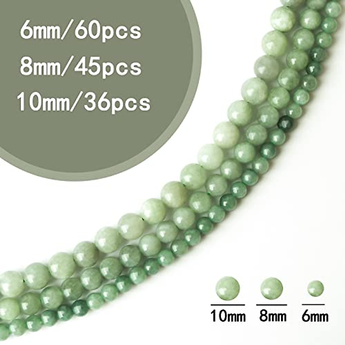 GOMOOBEADS 45 PCS of Natural Burmese Jade Beads for DIY Jewelry - 8MM Round Spacer & Energy Healing Stones, 15.5" Strand of Gemstones for Bracelets & Necklace