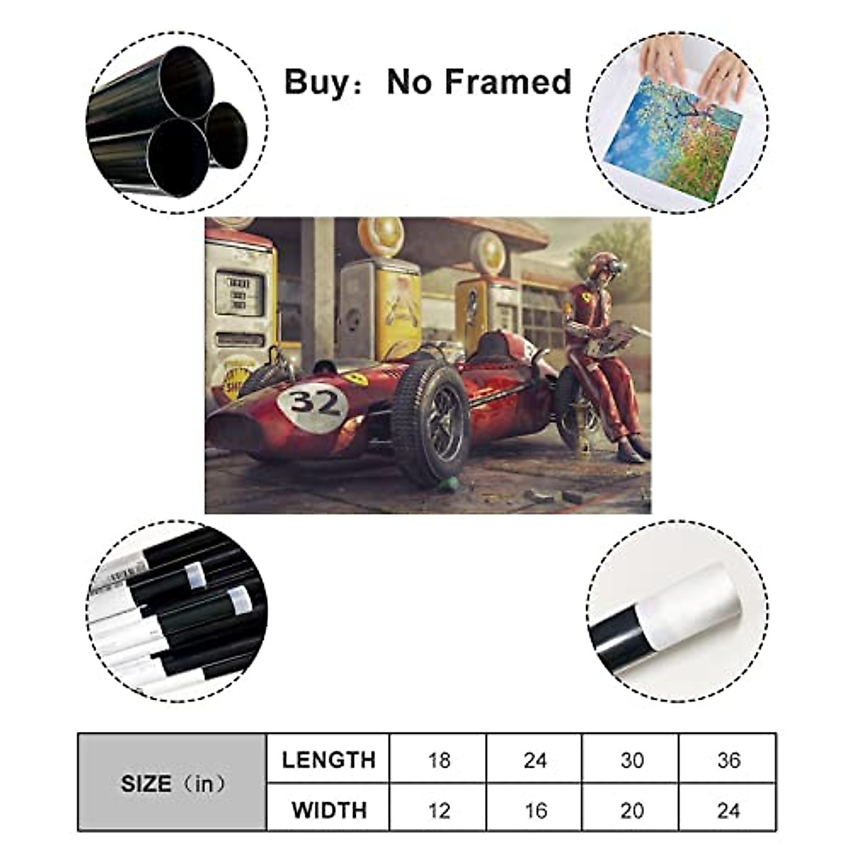 ERWYN Ferrari poster Formula 1 Racing Potser Vintage Posters 2023 Ferrri Car Canvas Prints Painting Unframe-style 12x18inch(30x45cm)