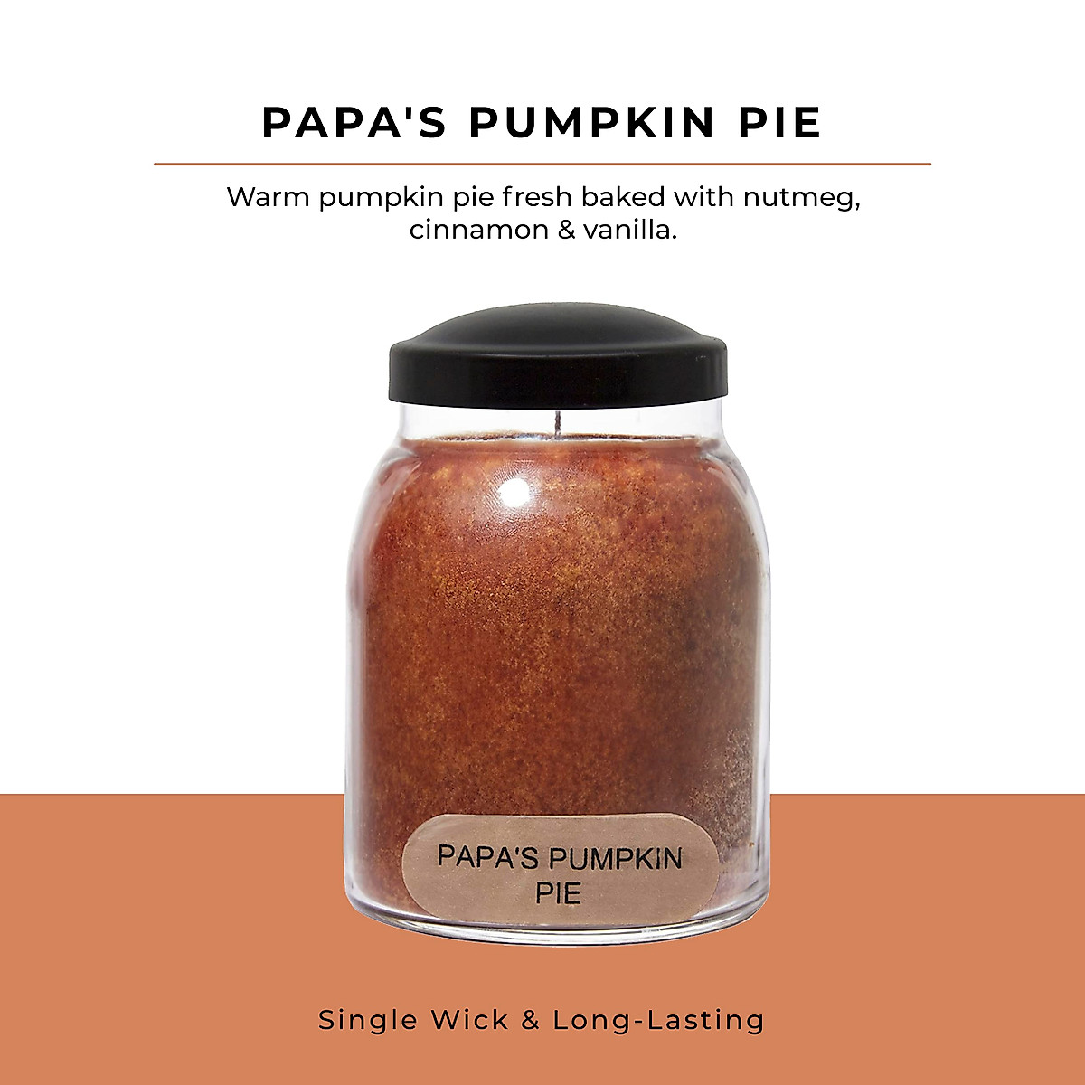 A Cheerful Giver - Papa's Pumpkin Pie Baby Scented Glass Jar Candle (6oz) with Lid & True to Life Fragrance Made in USA