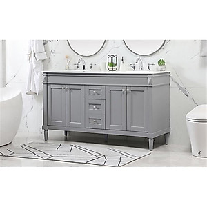 Elegant Decor Indoor Modern Under Sink Bathroom Fixtures Storage Organizer Cabinet 60 inch Double Bathroom Vanity - Grey
