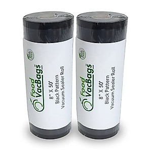 FoodVacBags 8X50 Black Back Clear Front Vacuum Seal Roll, Food Saver Compatible, Perfect for Display