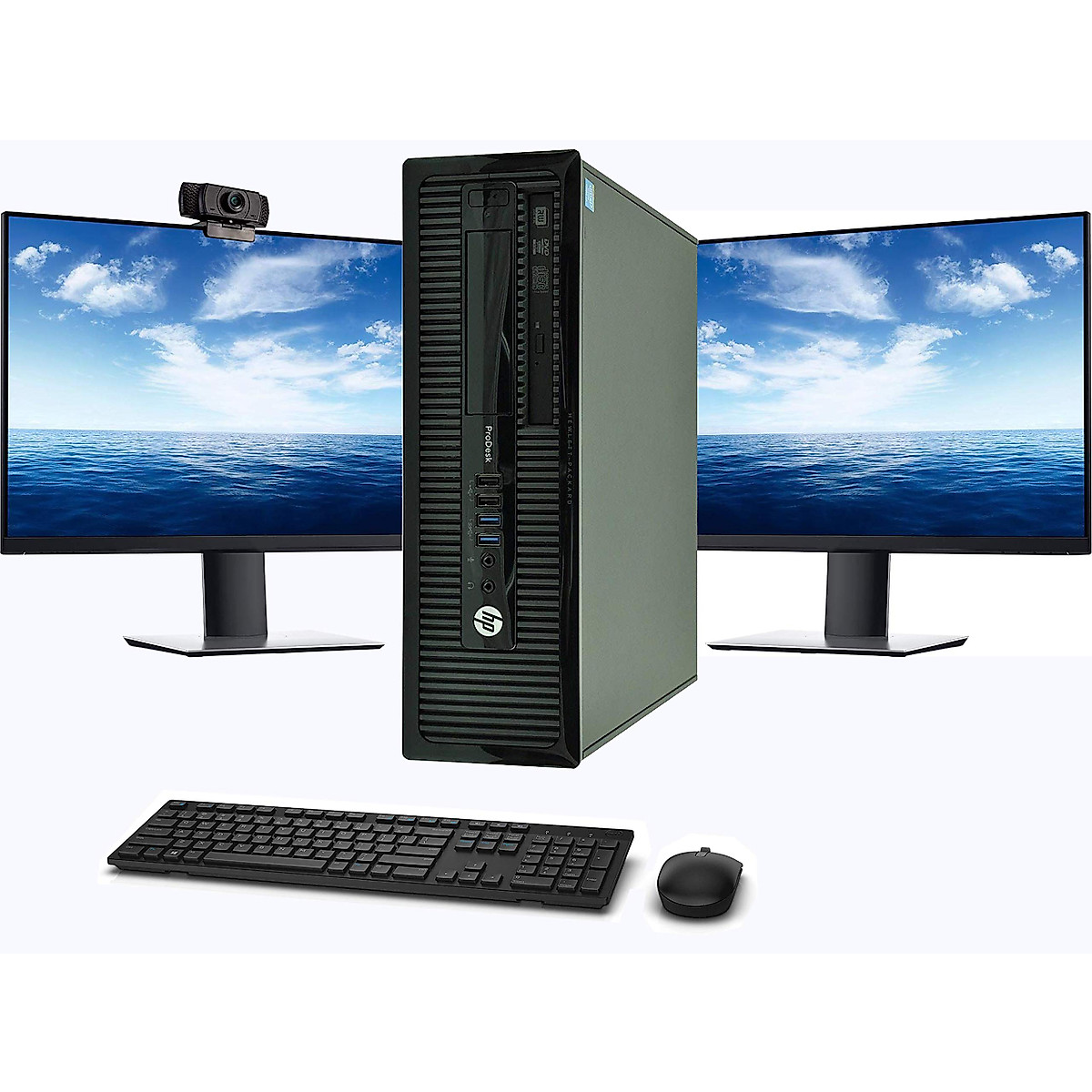 HP SFF Computer Desktop PC, Intel i5, 16GB RAM 512GB SSD, New Dual 23.6-inch FHD LED Monitor,Webcam, 16GBFlash Drive,Wireless Keyboard & Mouse, DVD, WiFi, Windows 10 Pro (Renewed)