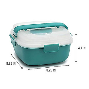 Goodful Stackable Lunch Box Container, Bento Style Food Storage with Removeable Compartments for Sandwich, Snacks, Toppings & Dressing, Leak-Proof and Made without BPA, 56-Ounce, Teal
