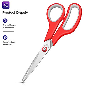 Scissors, Taotree 8" Multipurpose Scissor Bulk Pack of 5, Stainless Steel Sharp Scissors for Office Home General Use, High/Middle School Classroom Teacher Student Kids Scissors Supplies, Same Size