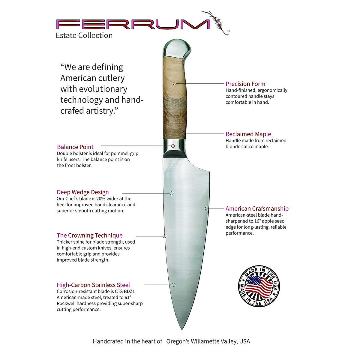Ferrum Estate Double Bolster Boning & Filet Knife, 5-Inch, Maple