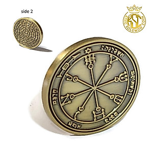 King Solomon Seal Coin Talisman Kabbalah 72 Names of God Sixth Pentacle of Mars