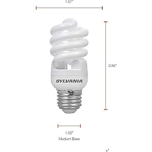 SYLVANIA CFL T2 Twist Light Bulb, 60W Equivalent, Efficient 13W, 850 Lumens, Medium Base, 2700K, Soft White - 4 Pack of 4 (16 Bulbs)