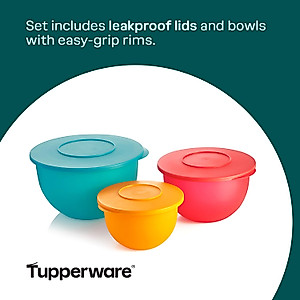 Tupperware Impressions Classic 3 Bowl Food Storage Set in Multi Colors, Dishwasher Safe and BPA Free (3 Containers, 3 Lids)