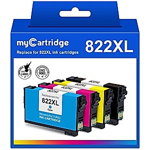 MYCARTRIDGE Remanufactured Ink Cartridge Replacement for Epson 822XL 822 XL T822XL Fit for Workforce Pro WF-4830 WF-3820 WF-4834 WF-4820 Printer (Black, Cyan, Yellow, Magenta, 4-Pack)