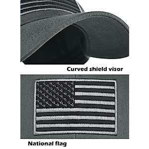 LCZTN 2 Pack American Flag Baseball Cap for Men Women,Low Profile USA Plain Dad Hat (Black＆Grey)