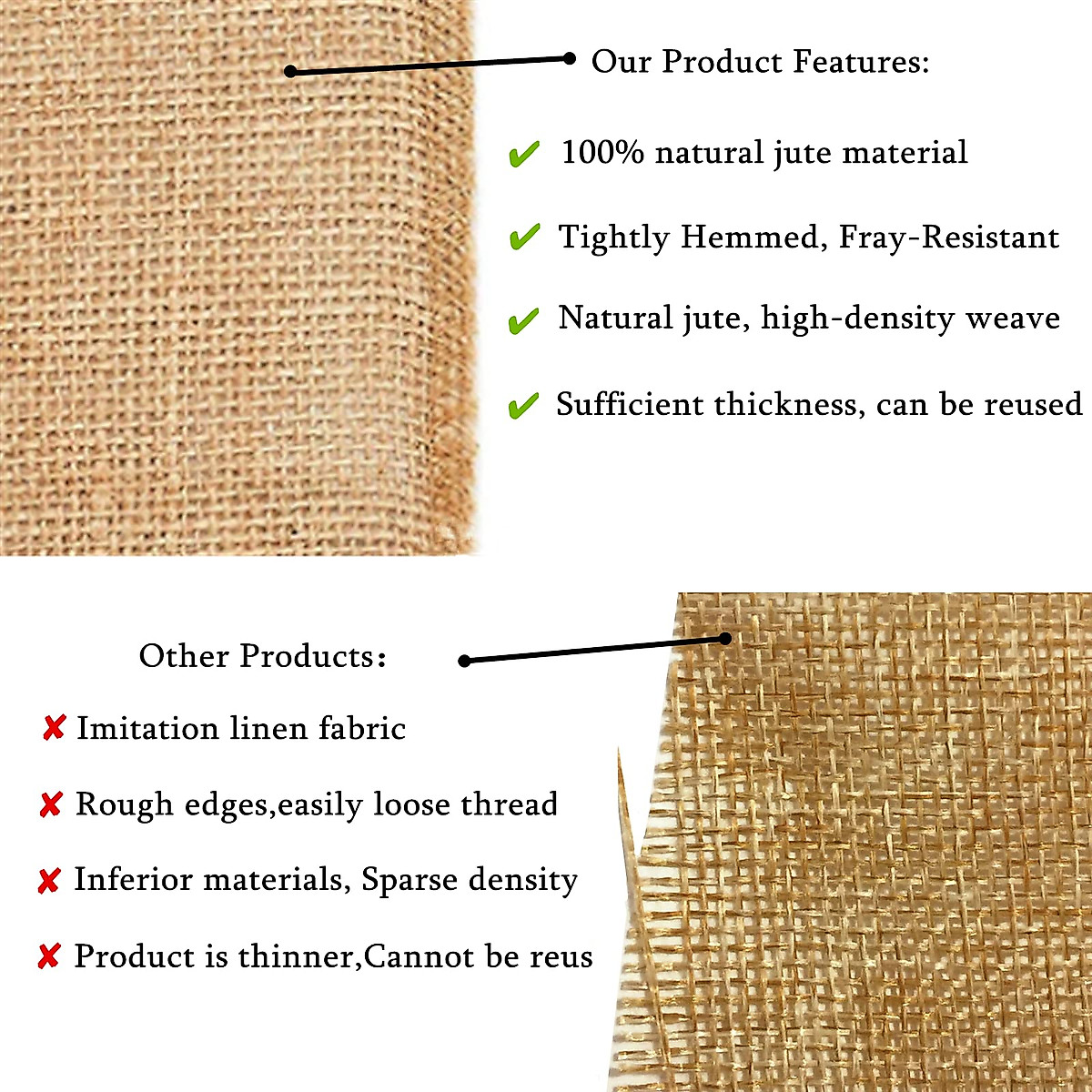 100% Natural Jute Burlap Table Runner 12" X108''- Rustic Wedding Party Decoration Table Runner Decoration - Dining Table Runner Roll - Kitchen Table Runner - Baby Shower Reception Jute Table Runner