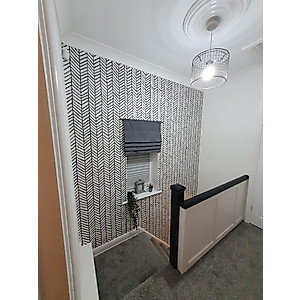 Hopeak Geometric Pattern Wallpaper Black and White Striped Design Peel and Stick Removable Decorative Wallpaper 17.7 x 118 Inches