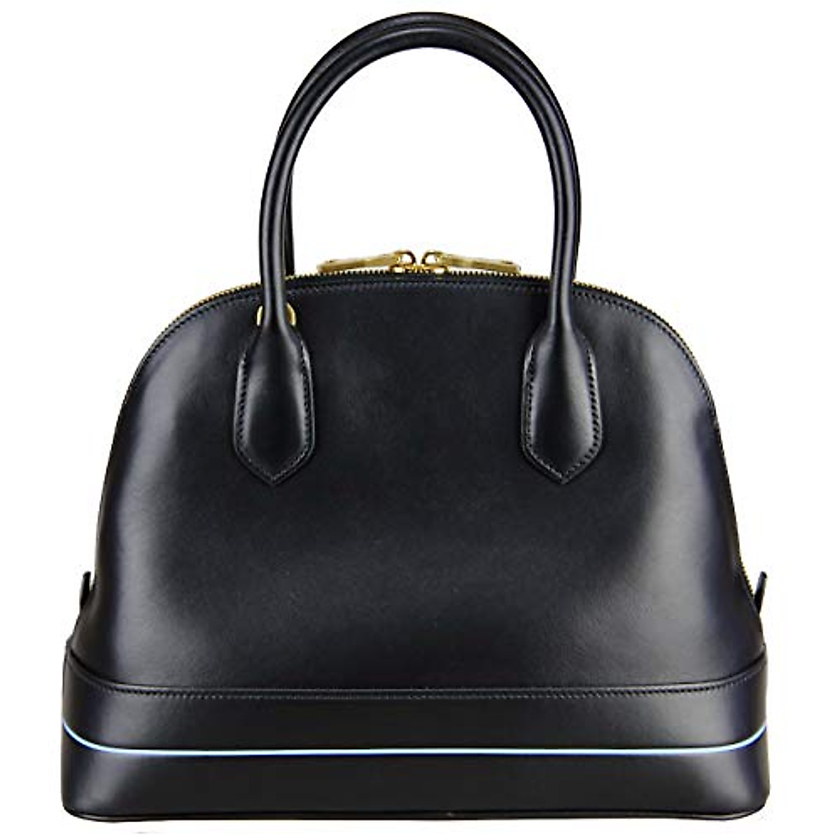 Prada City Calf Dome Blue Stripe Black Satchel 1BA200