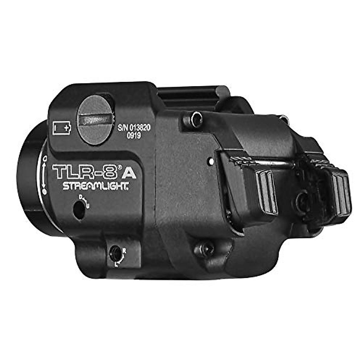 Streamlight 69414 TLR-8A Flex 500-Lumen Low Profile Pistol Light with Integrated Red Laser for Select Handguns, Includes Rear Switch Options, Mounting Kit, and Keys, Black