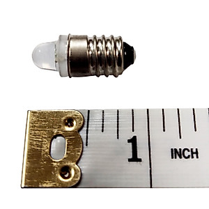 Sci-Supply Miniature LED Flashlight Bulbs, 3 Volt Mini Lamps, Cool White, E10 Small LED Bulbs, Pack of 5