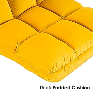 MCombo Accent Chair with Ottoman, Velvet Modern Metal Legs, Club Chair Lounge Sofa Couch for Living Reading Room Bedroom 0014 (Yellow)