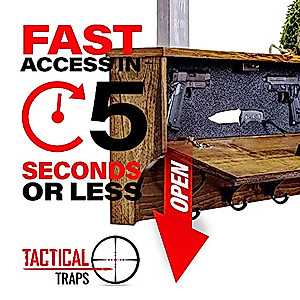 Tactical Traps Rustic Coatrack Hidden Storage with Trap Door | Compact Storage with RFID Lock | Easy Installation | Hidden 2nd Amendment Item Compartment | 36” X 15” X 5 ¾” I Dark Walnut
