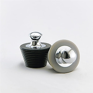 Jeeje 2 Pack Bathtub Stoppers Universal Drain Plug Silicone Tub Stopper with Brass Handle for Kitchen Bathroom Sink Washbasin Accessories Easy to Use (Black and Grey)