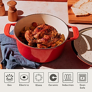 Made In Cookware - Dutch Oven 5.5 Quart - Red - Enameled Cast Iron - Exceptional Heat Retention & Durability - Professional Cookware - Crafted in France - Induction Compatible