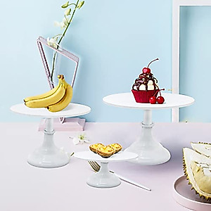 PNBO 3pcs Round Cake Stands - White Small Cake Stand Set - Cake Display Stands for Dessert Table - Cake Plate for Girl's Birthday Parties,Baby Shower,Weddings,Graduation Ceremonies,Anniversaries