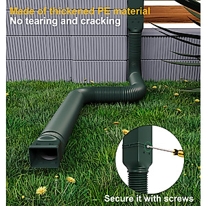 Ogutter Rain Gutter Downspout Extensions, Downspout Extender for Rainwater Drainage Flexible, Extendable 58"+66" Down Spout Drain Extension Pipes (2 Pack, Green)